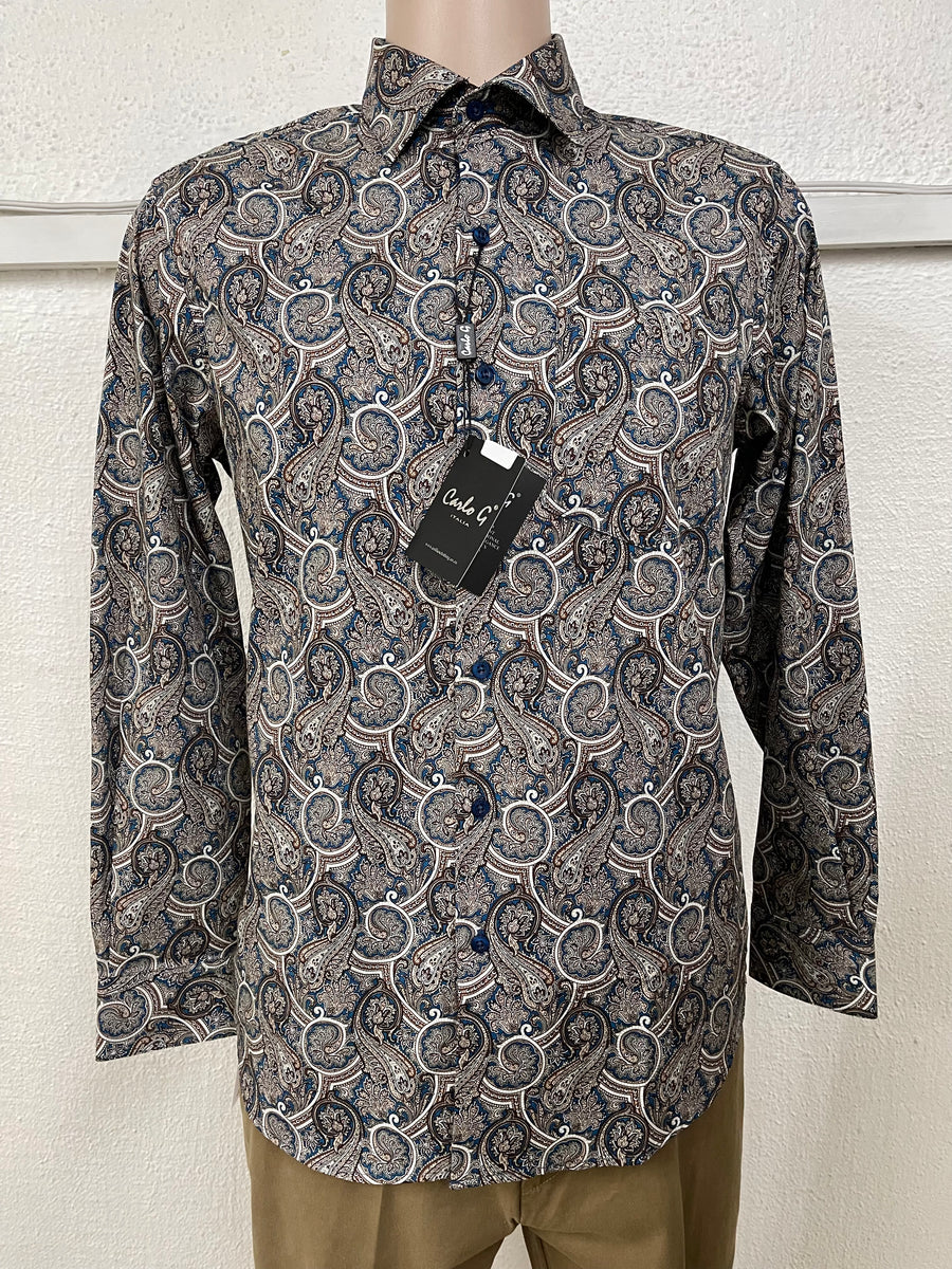 Men's Dress Shirt: Carlo Galucci Classics Fit - Tailored Shirt in Pais ...