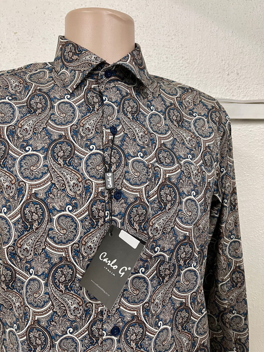 Men's Dress Shirt: Carlo Galucci Classics Fit - Tailored Shirt in Pais ...
